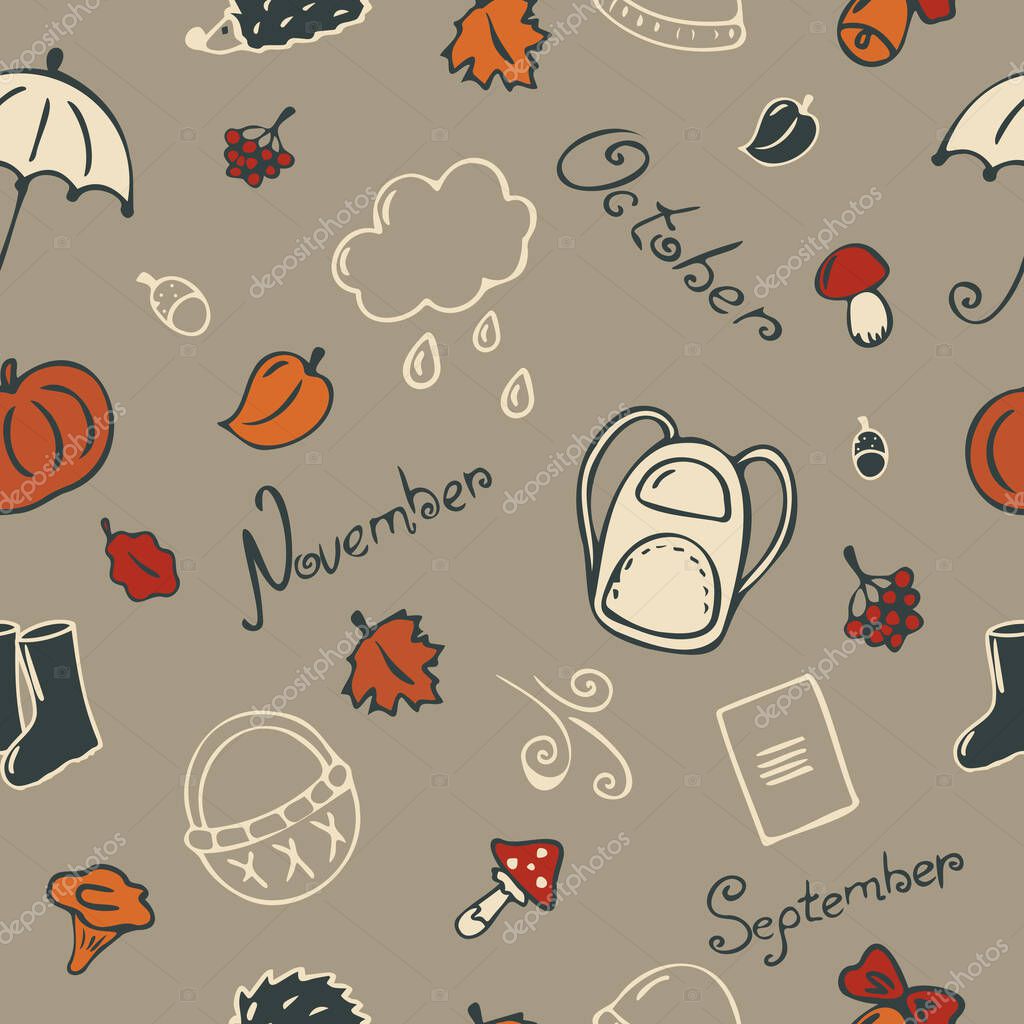 Patr n de oto o en hermoso estilo. objetos de dibujos animados 2024