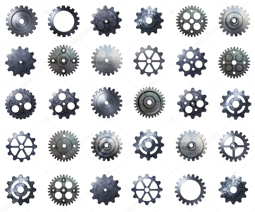 Cogwheel mega pack. metal gear with real texture on isolated bac Stock ...