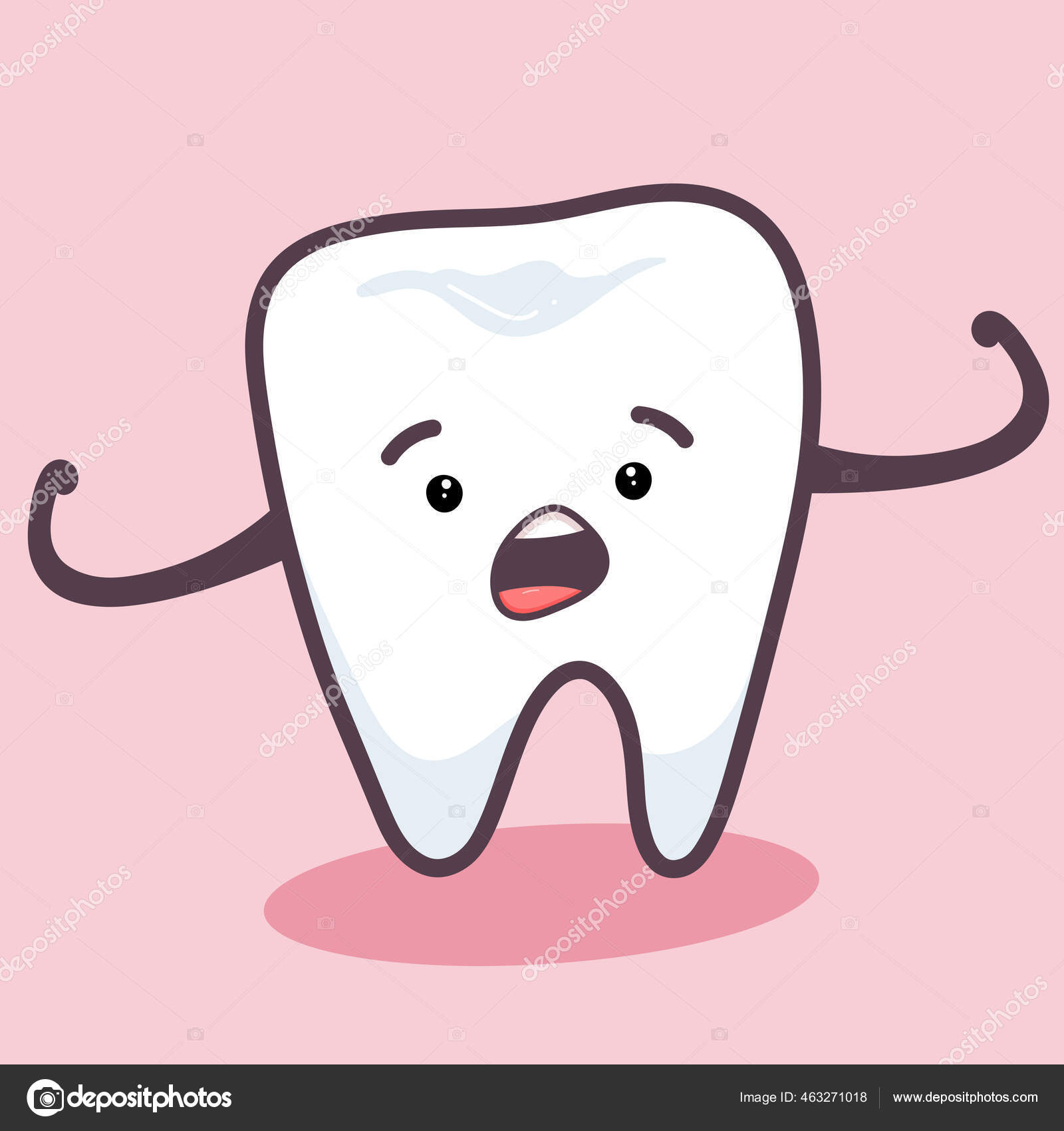 Strong Tooth Tooth Shows Its Strength Vector Illustration Flat Style ...