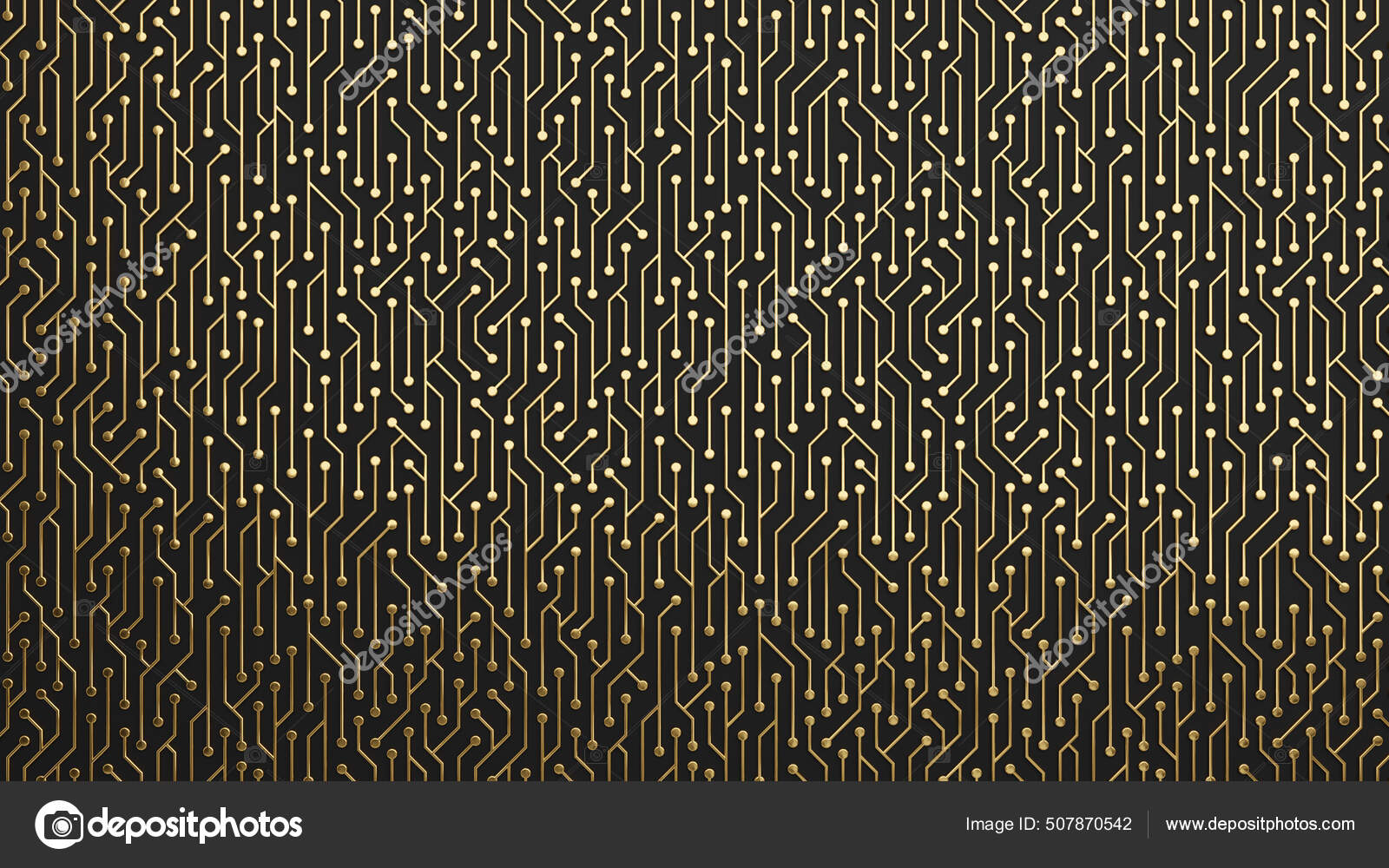 Circuit board background. Golden microchip pattern. Technology concept ...