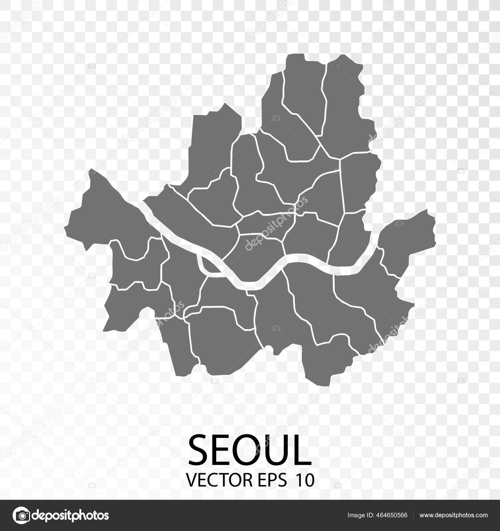 Transparent High Detailed Grey Map Seoul 일러스트 Eps10 스톡 벡터 - ©Chessmanz ...