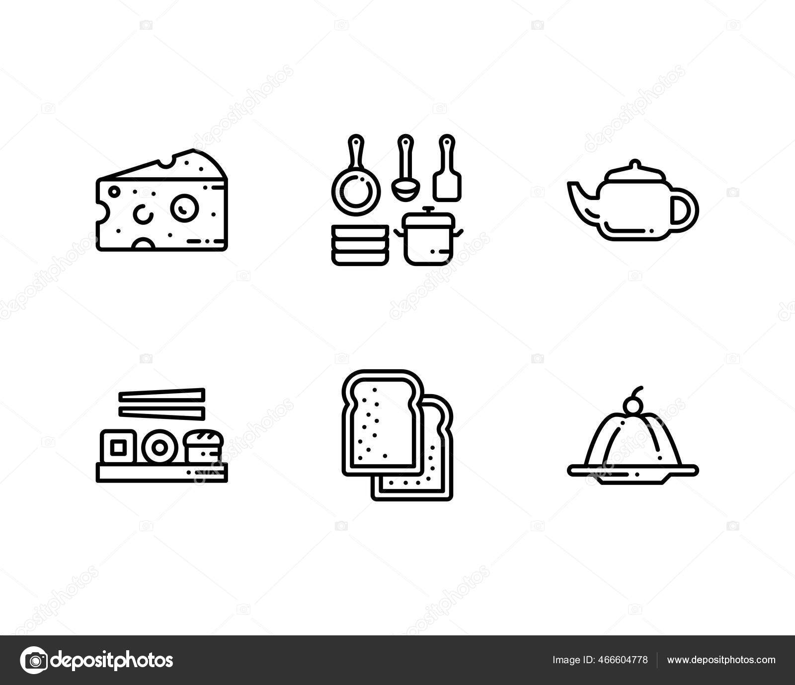 Restaurant Outline Symbols Food Drink Line Icons Vector Illustration Stock Vector By ©berkahicon