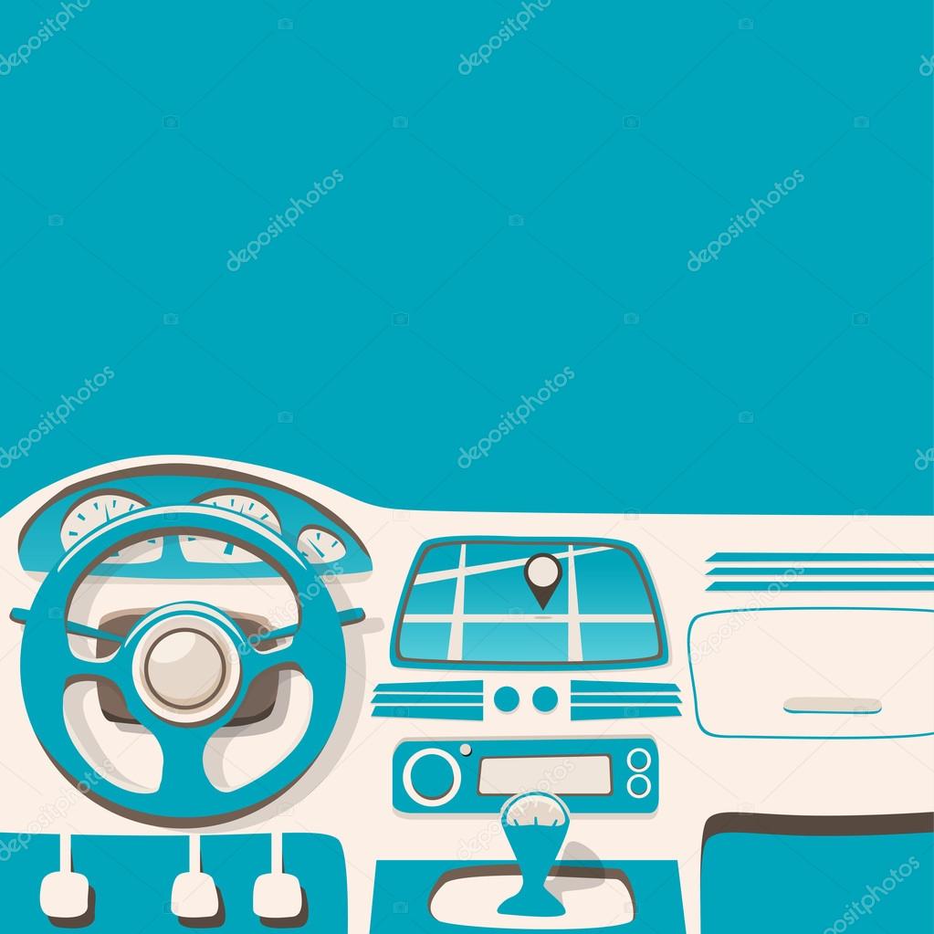 Vehicle interior. Inside car. Vector cartoon illustration — Stock ...