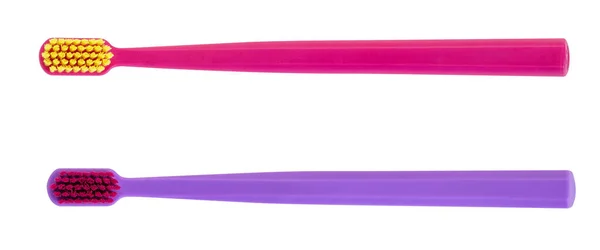 Two Bright Toothbrushes Transparent Glass Beaker Isolated White ...