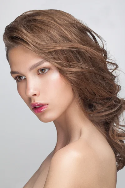 Beautiful Attractive Young Girl Model Looking At Camera Posing In