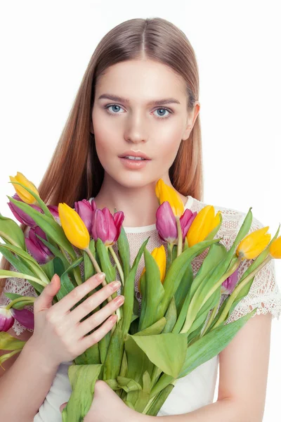 Girl with tulip flowers Stock Photo by ©kirill_grekov 19437747