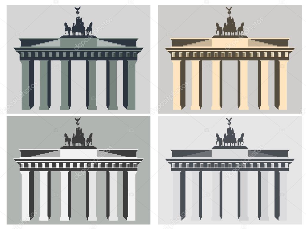 Brandenburg Gate in Berlin. Flat icon set. Harmonious colors. Vector ...