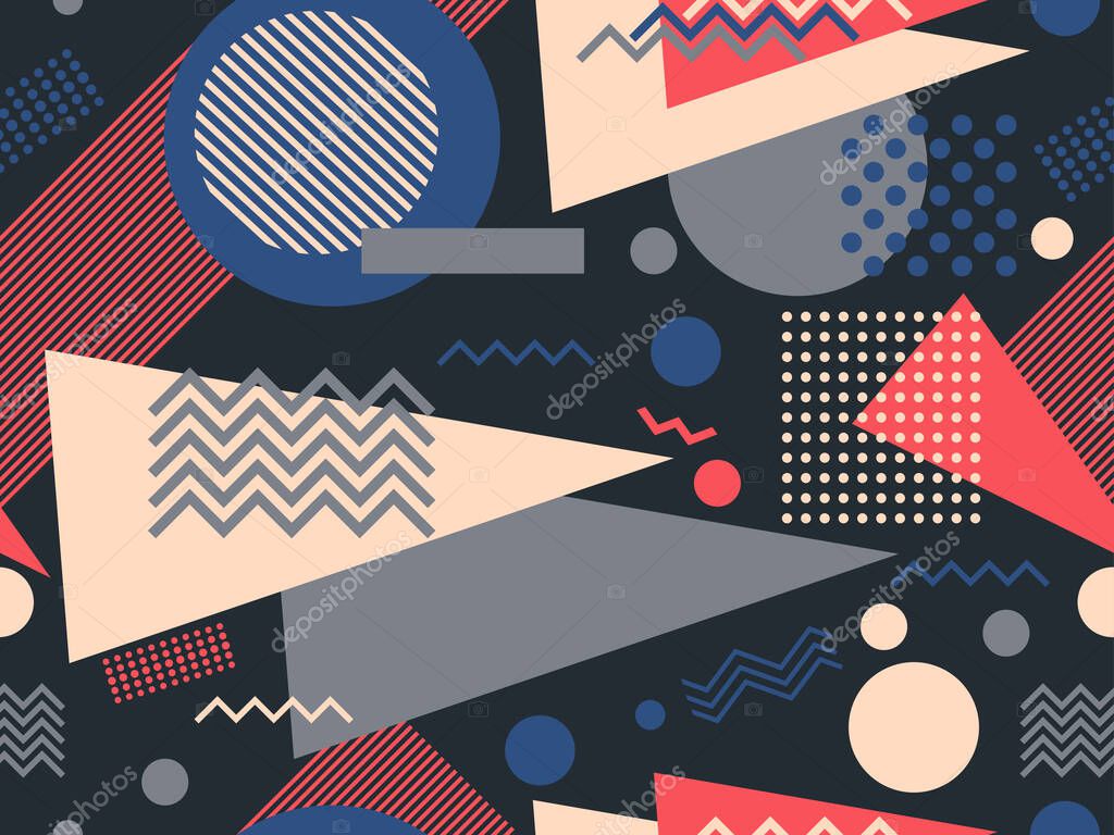 Patr n geom trico sin costura de estilo de los a os 80 con colores apagados. Fondo vintage ...