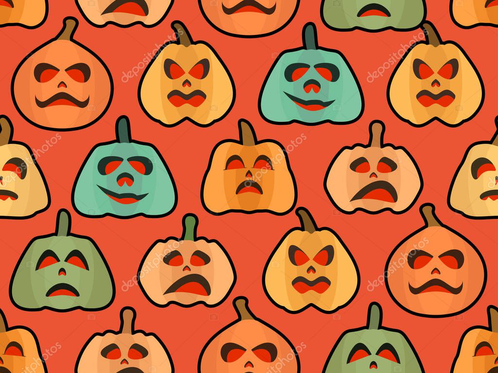 Patr n sin costura de calabaza de Halloween. Fondo festivo con calabazas de miedo para Halloween ...