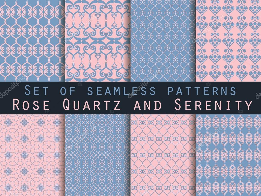 Set of seamless patterns. Geometric seamless pattern. Rose quartz and ...