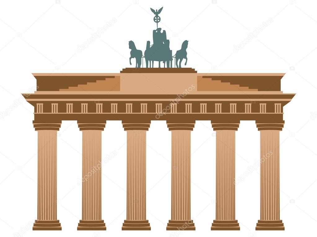 Brandenburg Gate in Berlin. Isolated on white background. Stock Vector ...