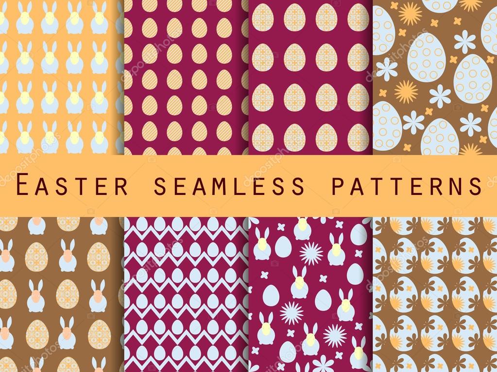 Easter. Set of seamless patterns. Easter Bunny and Easter egg. Template ...