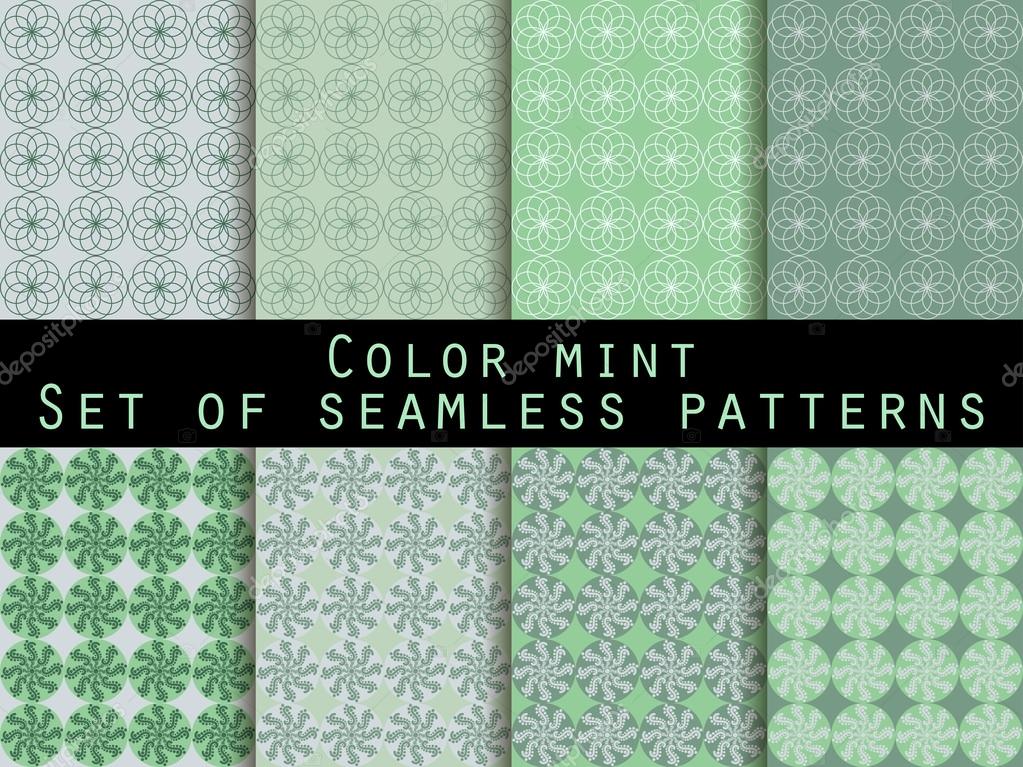 Set seamless patterns. Color mint. The pattern for wallpaper, bed linen ...