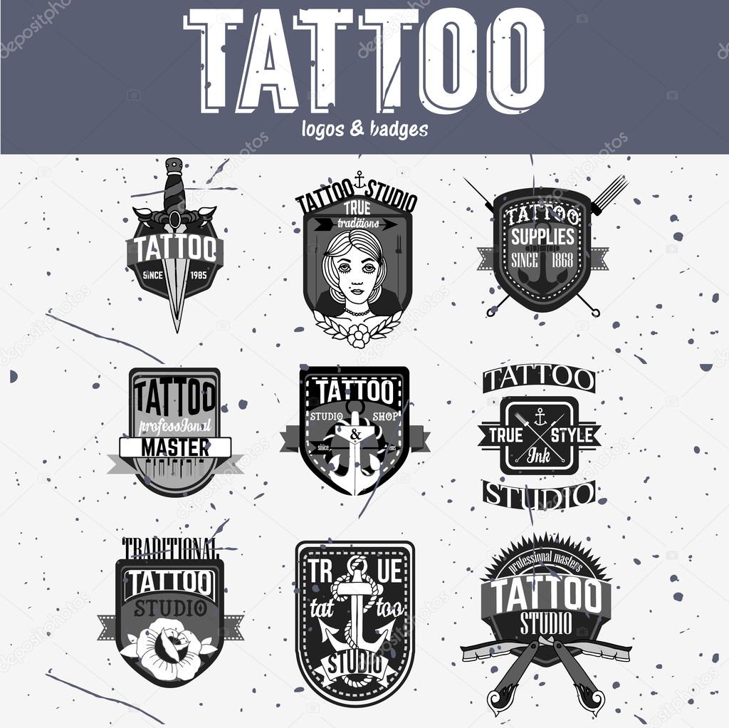 Tattoo logos and badges vector set Stock Vector by ©nebrevno #79682808