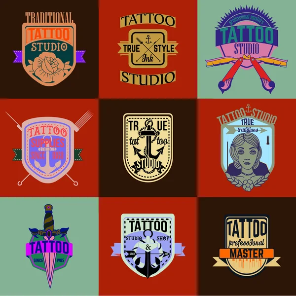 Tattoo logos and badges vector set Stock Vector by ©nebrevno #79682808
