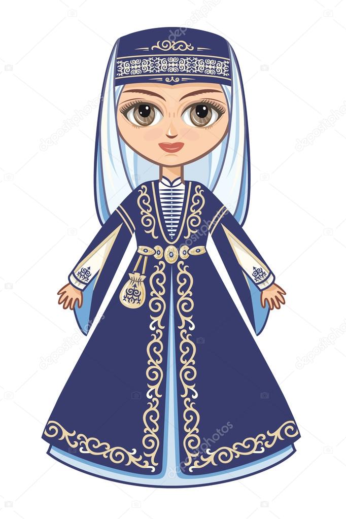 The girl in the Chechen suit. Historical clothes — Stock Vector © ZzN ...