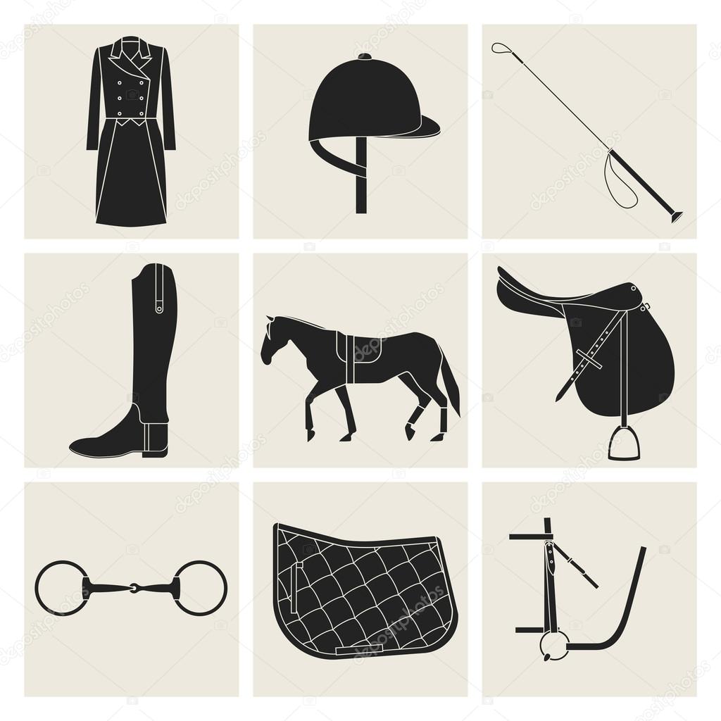 Black equestrian icons — Stock Vector © airdynamic #77187177