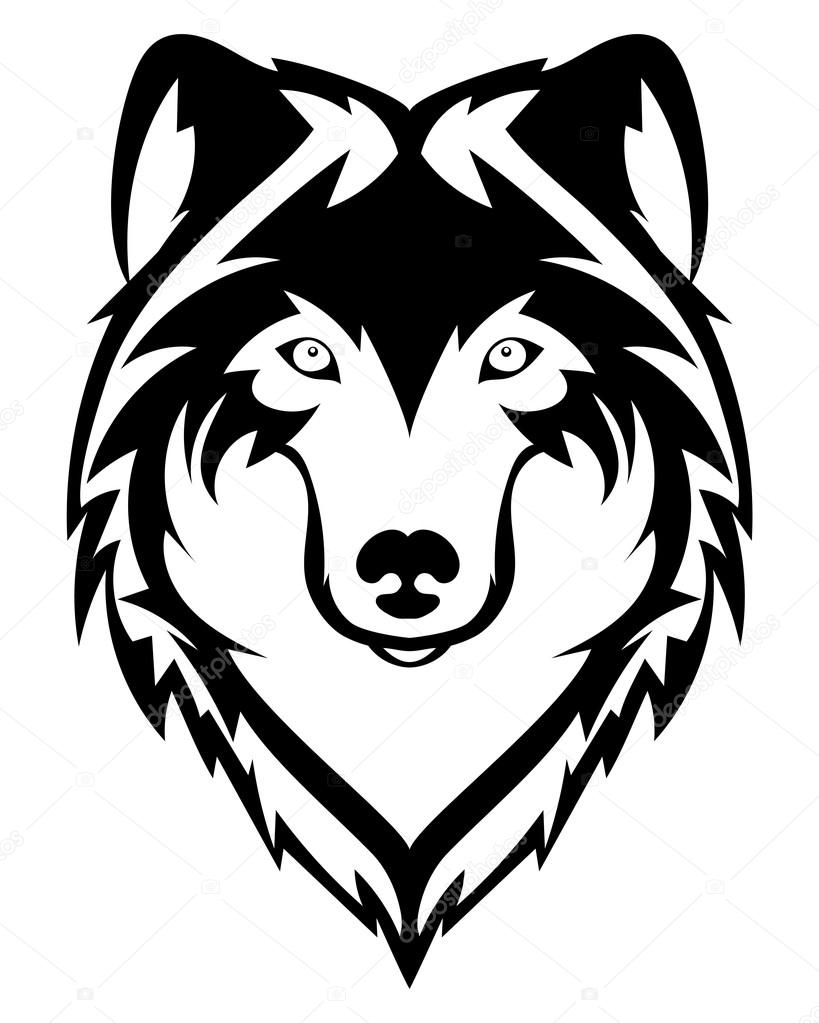 Beautiful wolf tattoo.Vector wolf's head as a design element on ...
