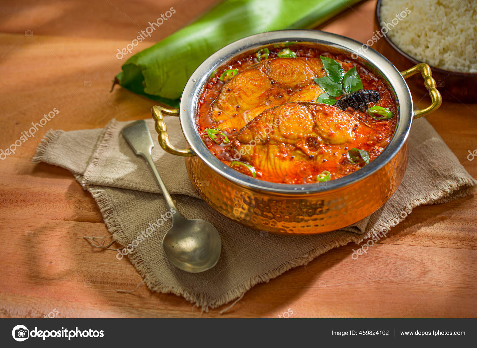 Seer Fish Curry Traditional Indian Fish Curry Kerala Special Arranged ...
