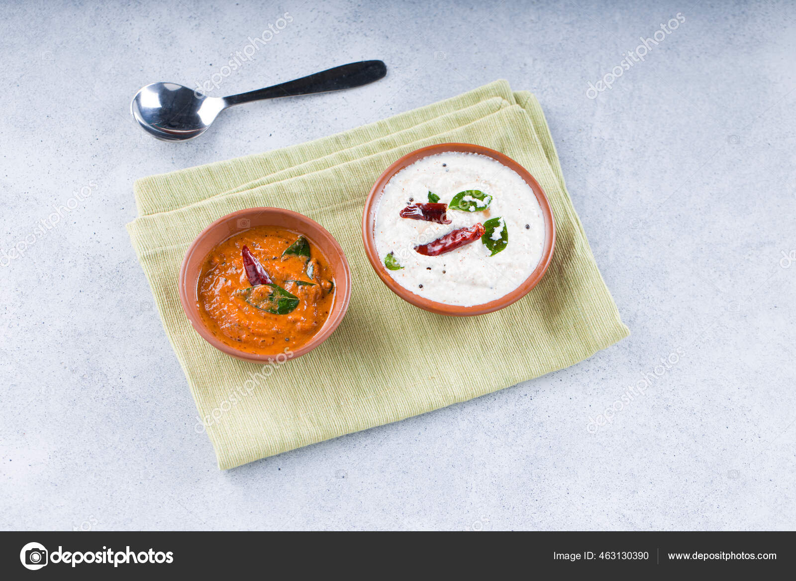 Dosa Chutney_White Coconut Chutney Onion Chutney Arranged Napkin Which ...