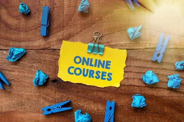 Text sign showing Online Courses. Internet Concept earning an education ...