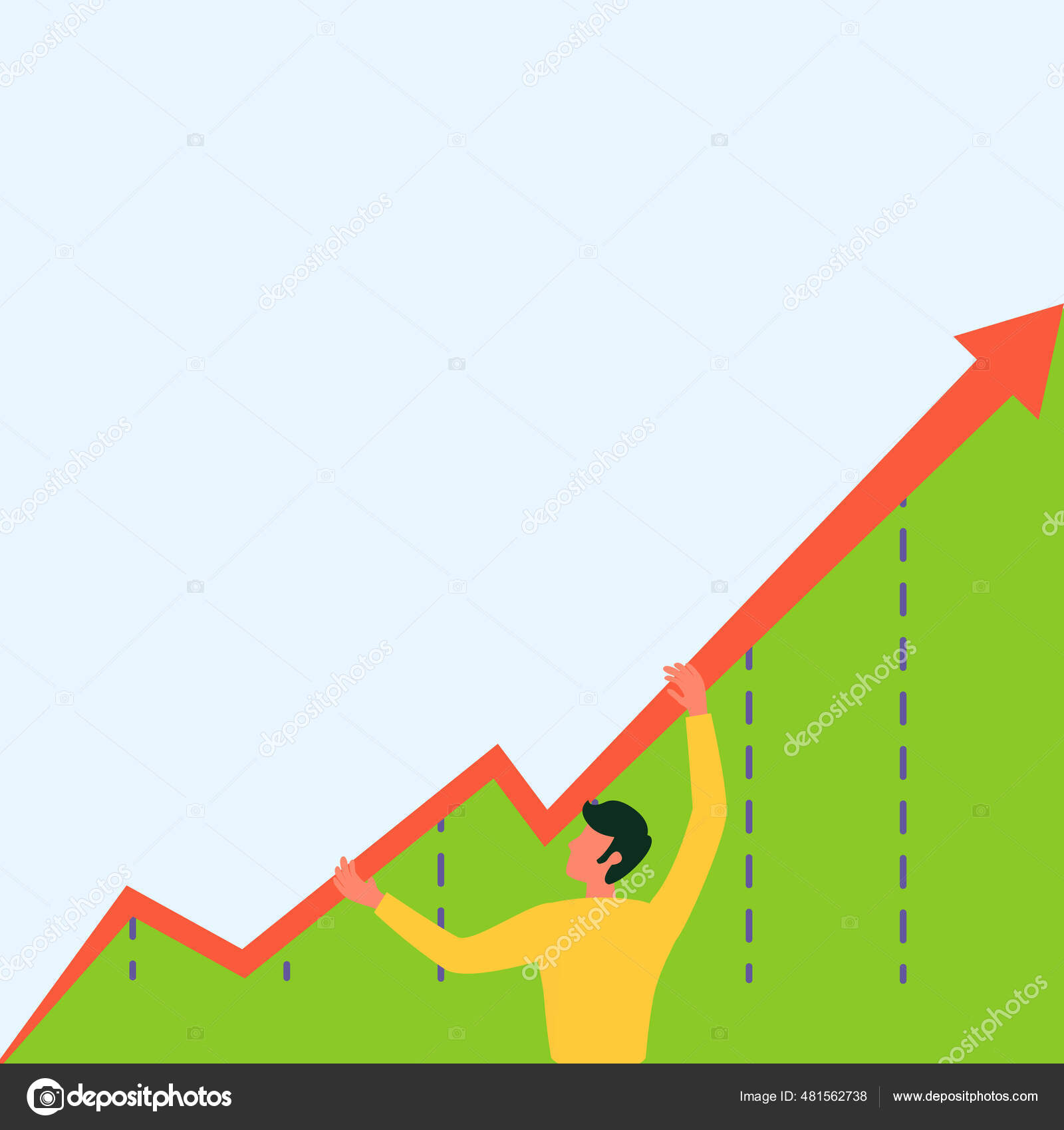 Man Standing Drawing Holding Graph Arrow Showing Business Growth. El ...
