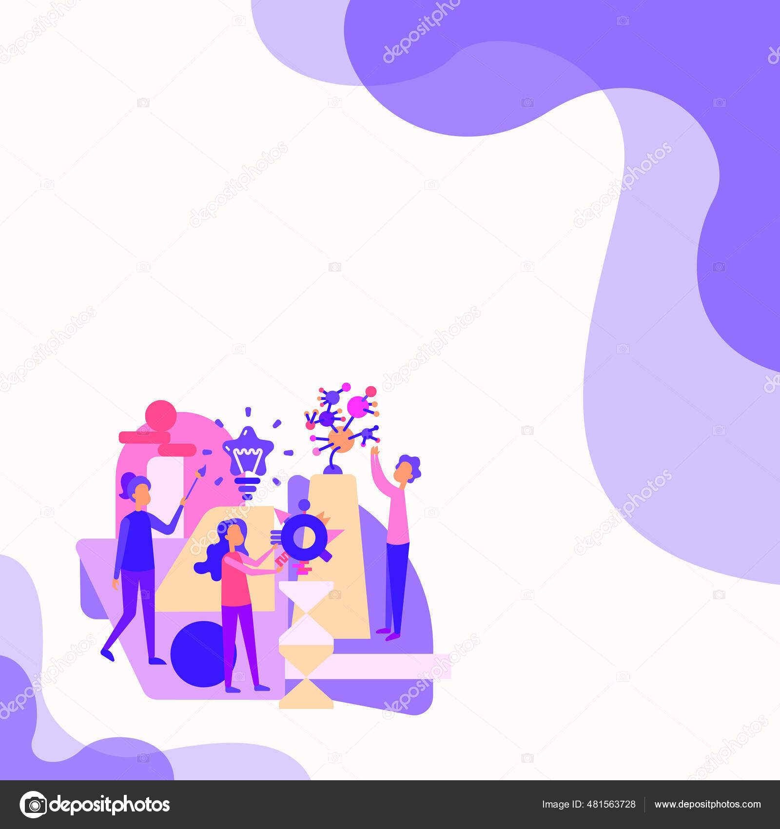 Three Collagues Illustration Practicing Hand Crafts Together. Students ...