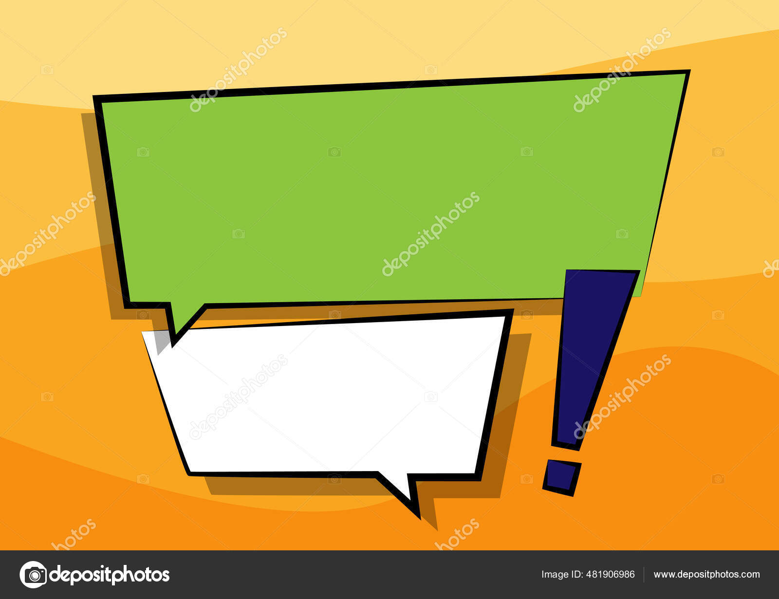 Two Colorful Overlapping Dialogue Box Drawing With Exclamation Mark ...
