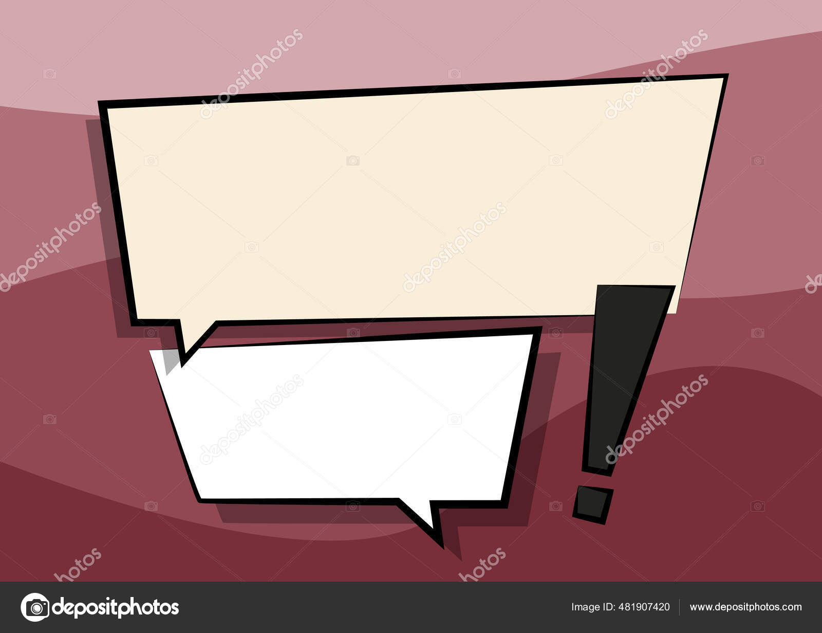 Two Colorful Overlapping Dialogue Box Drawing With Exclamation Mark ...