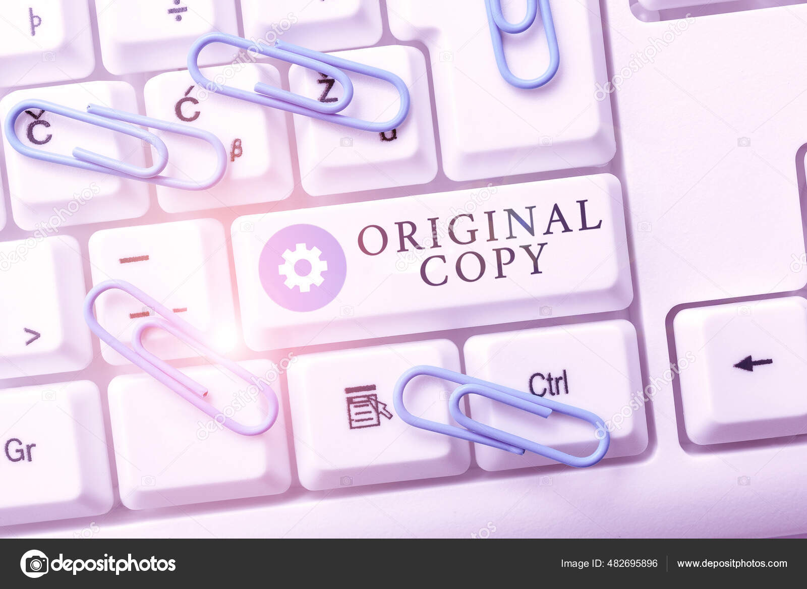 Text caption presenting Original Copy. Word Written on Main Script ...