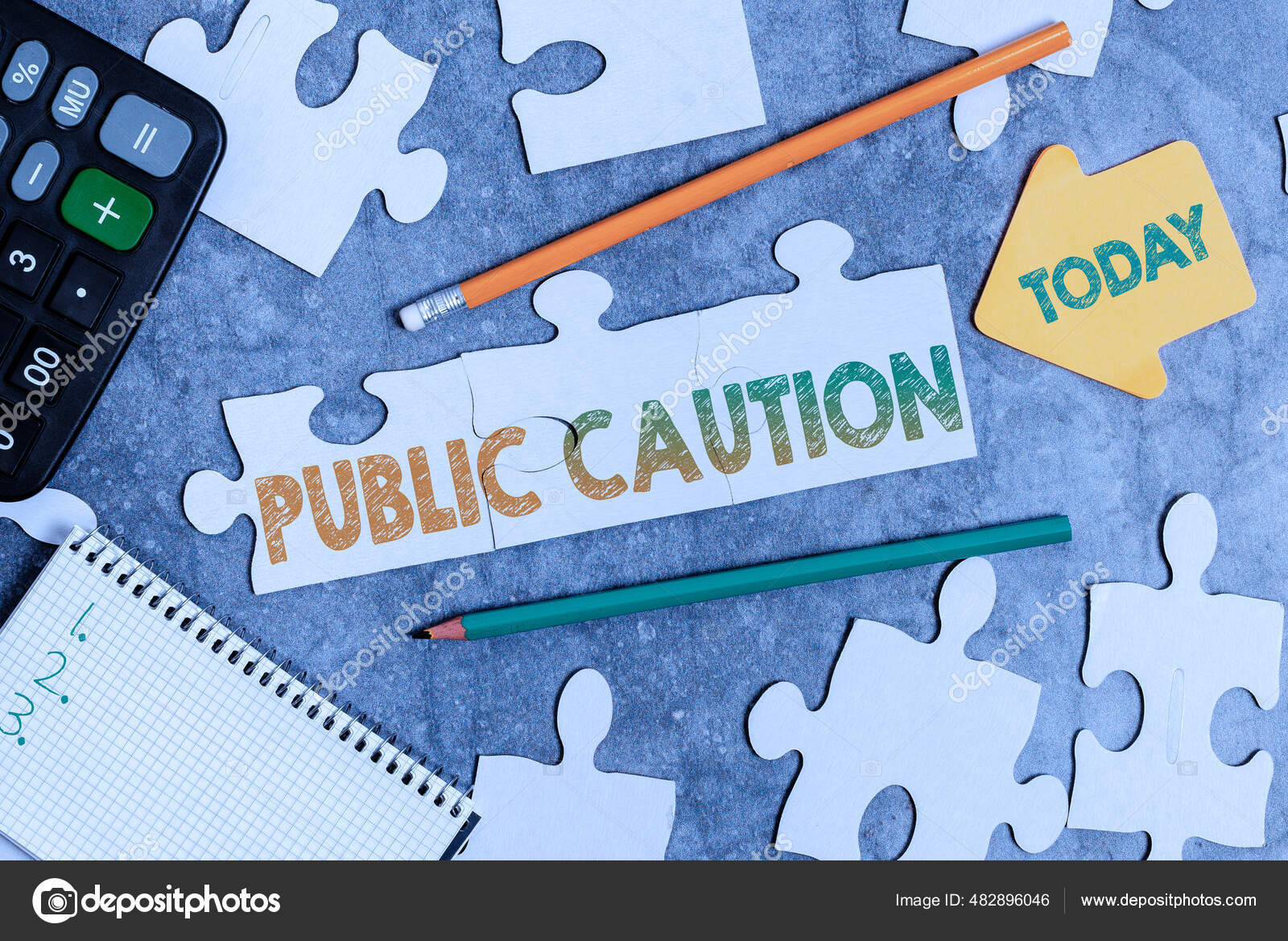 Sign displaying Public Caution. Word for formal warning given to the ...