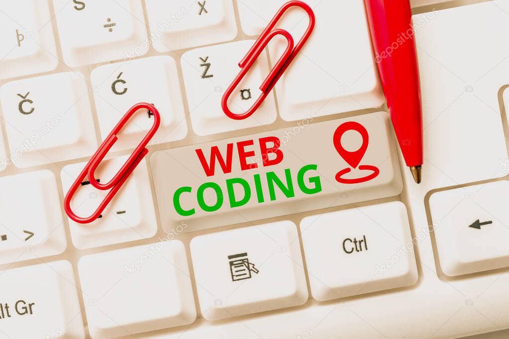 Firma mostrando Web Coding. Concepto que significa un sistema de ...