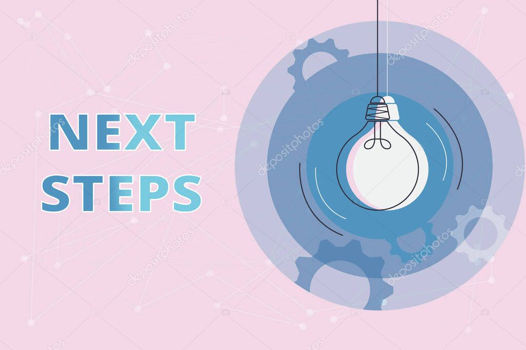 Texto que muestra inspiración Próximos pasos. Concepto que significa ...