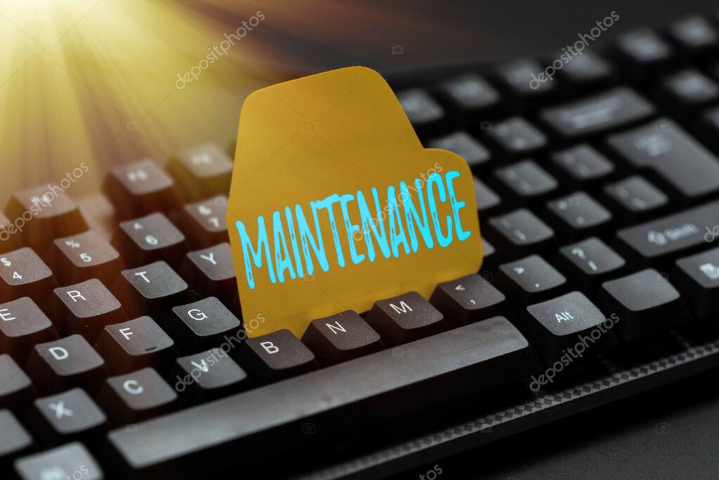 Texto que muestra inspiración Mantenimiento. Concepto que significa ...