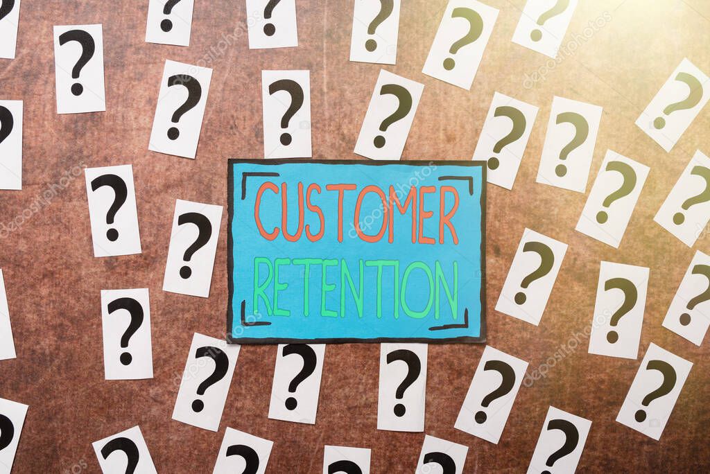 Leyenda conceptual Retención del cliente. Palabra para las actividades ...