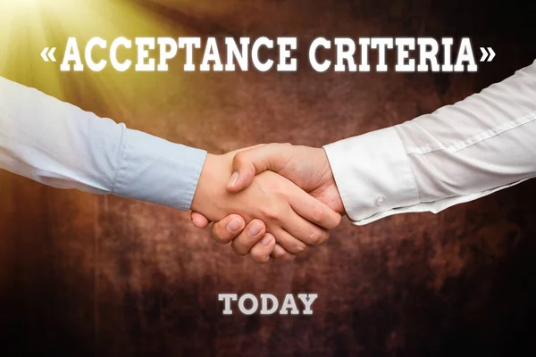 Hand writing sign Acceptance Criteria. Business idea Specified ...