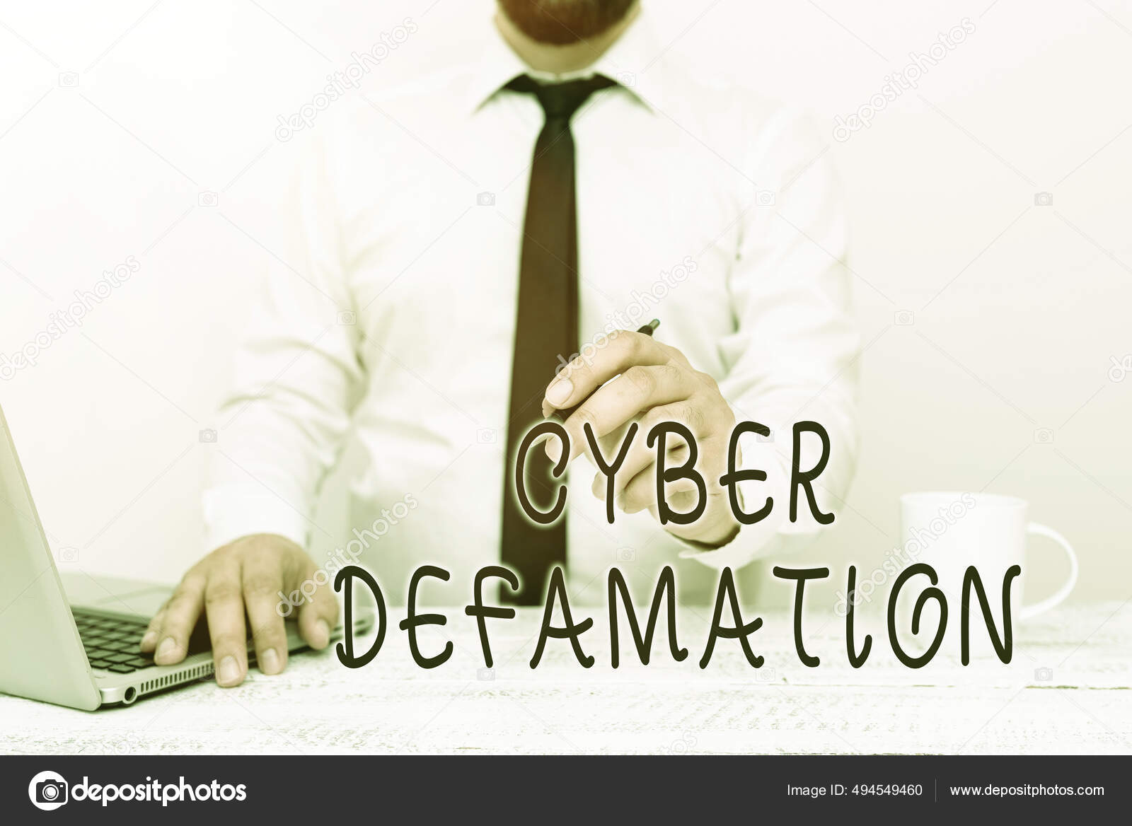 Conceptual caption Cyber Defamation. Business concept slander conducted ...