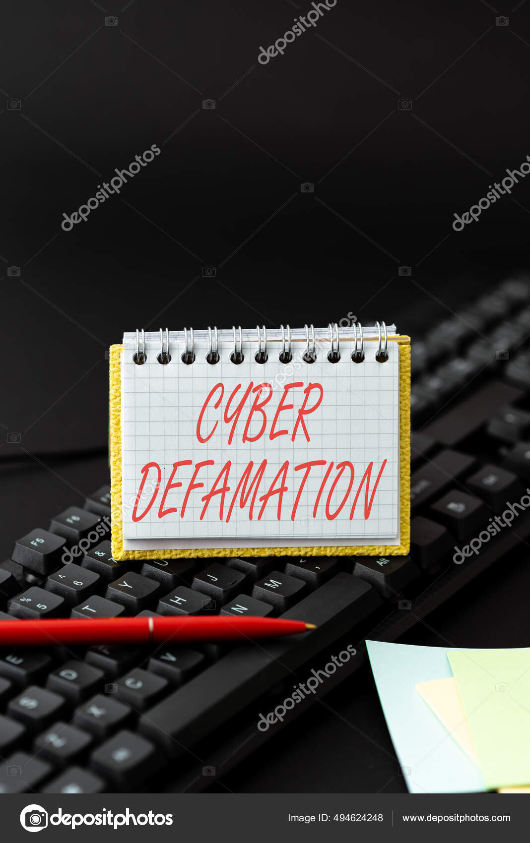 Conceptual caption Cyber Defamation. Word Written on slander conducted ...