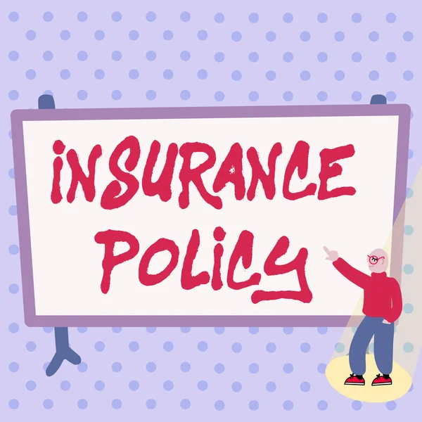 Sign displaying Insurance Policy. Internet Concept document detailing ...