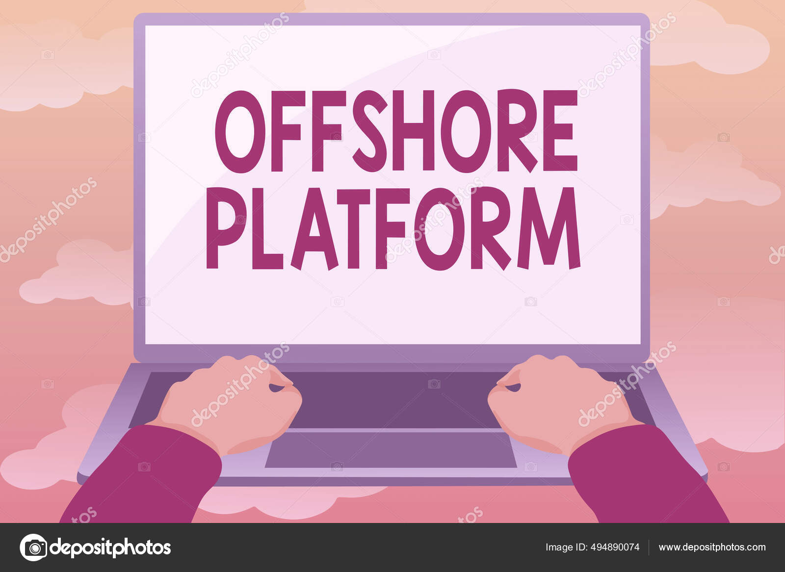 Sign displaying Offshore Platform. Business concept structure with ...