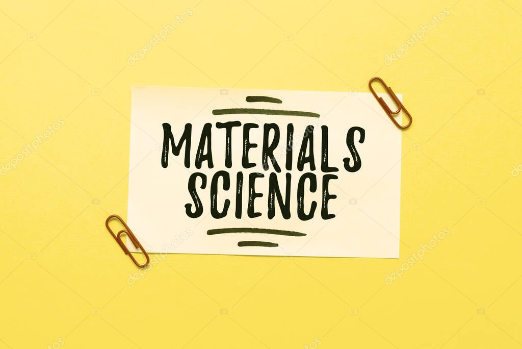 Señal mostrando Ciencia de los Materiales. Foto conceptual campo ...