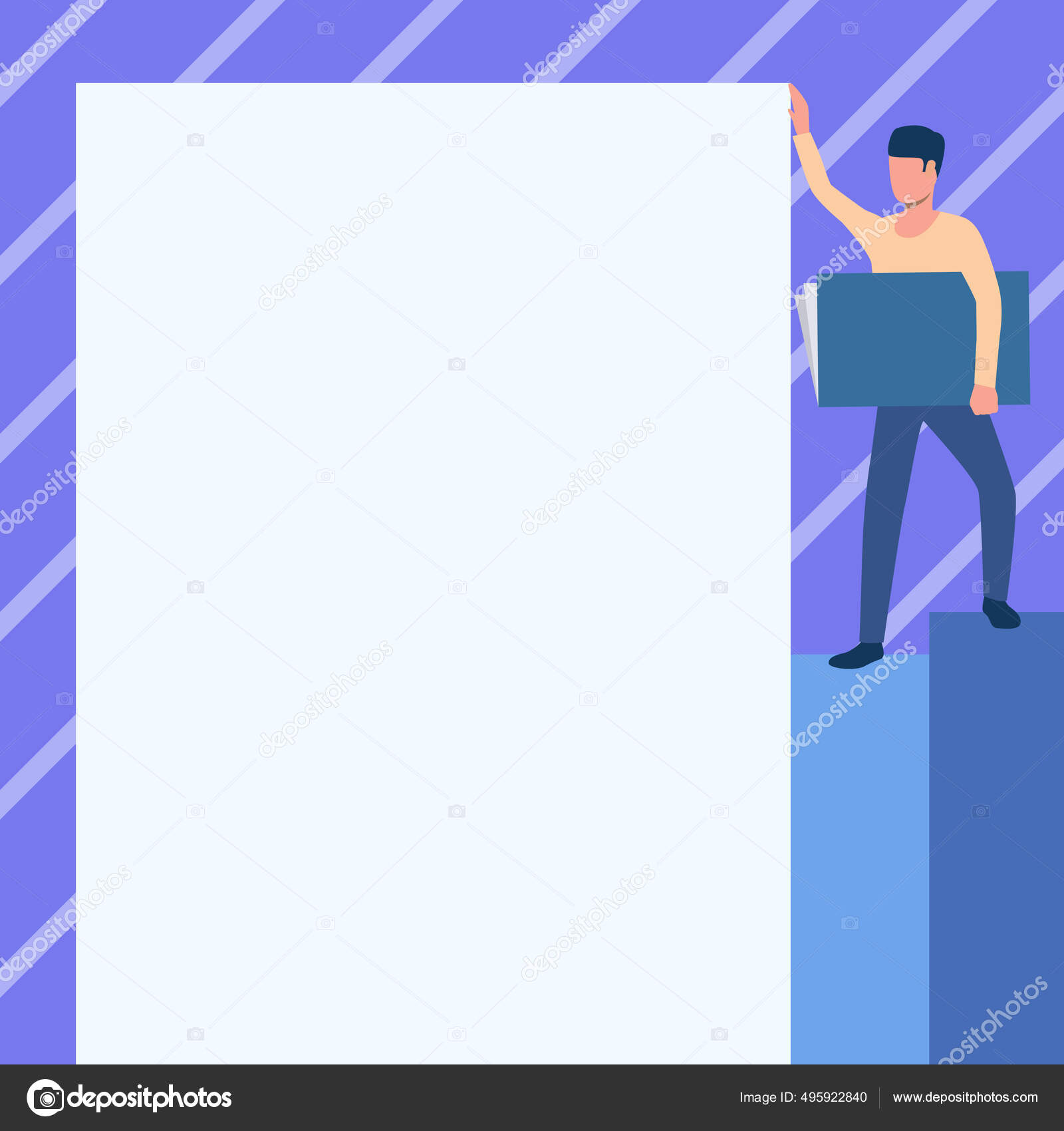Man Drawing Standing Carrying Large Notebook While Showing Big ...