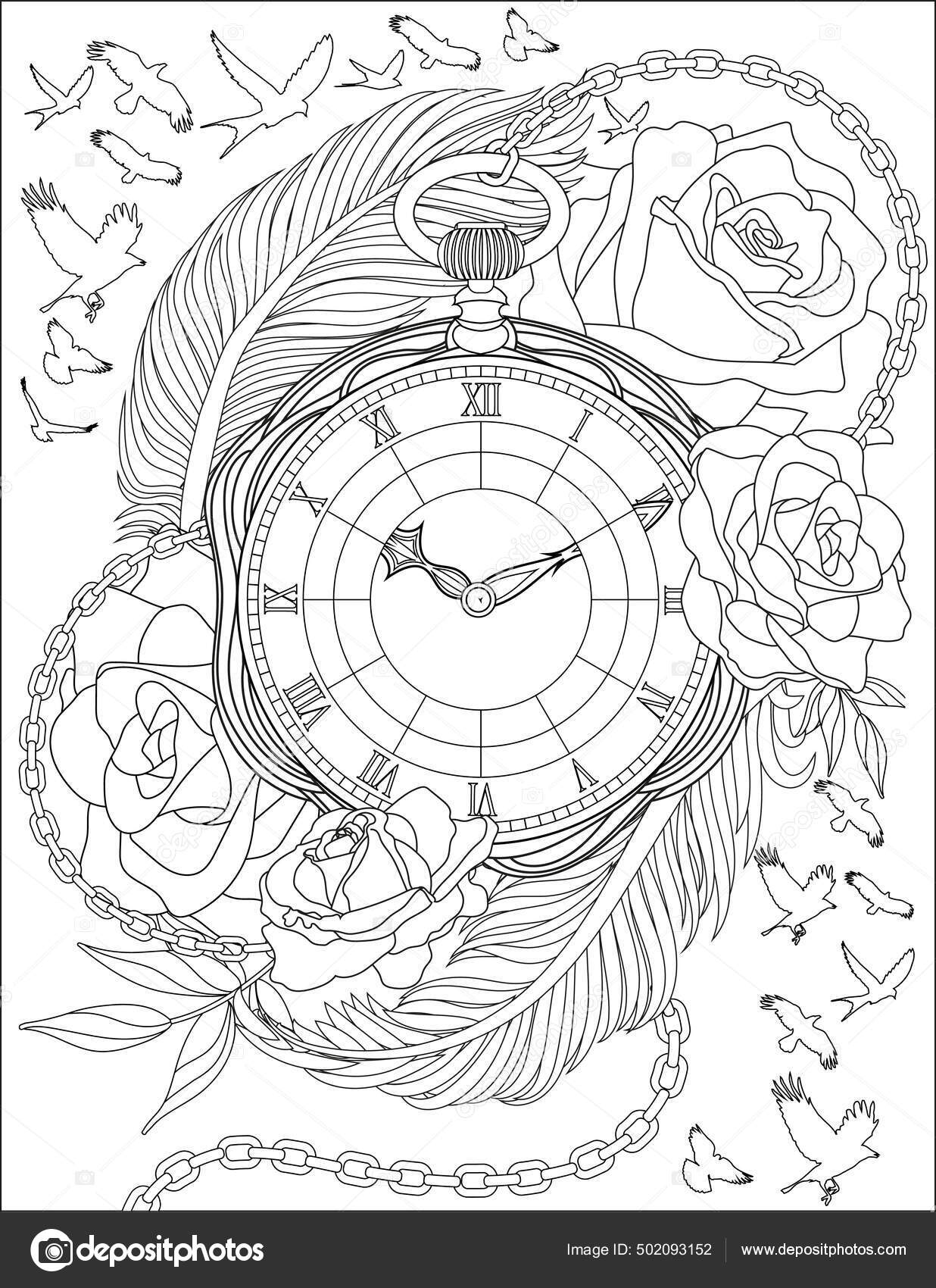 Pocket Watch Coloring Page