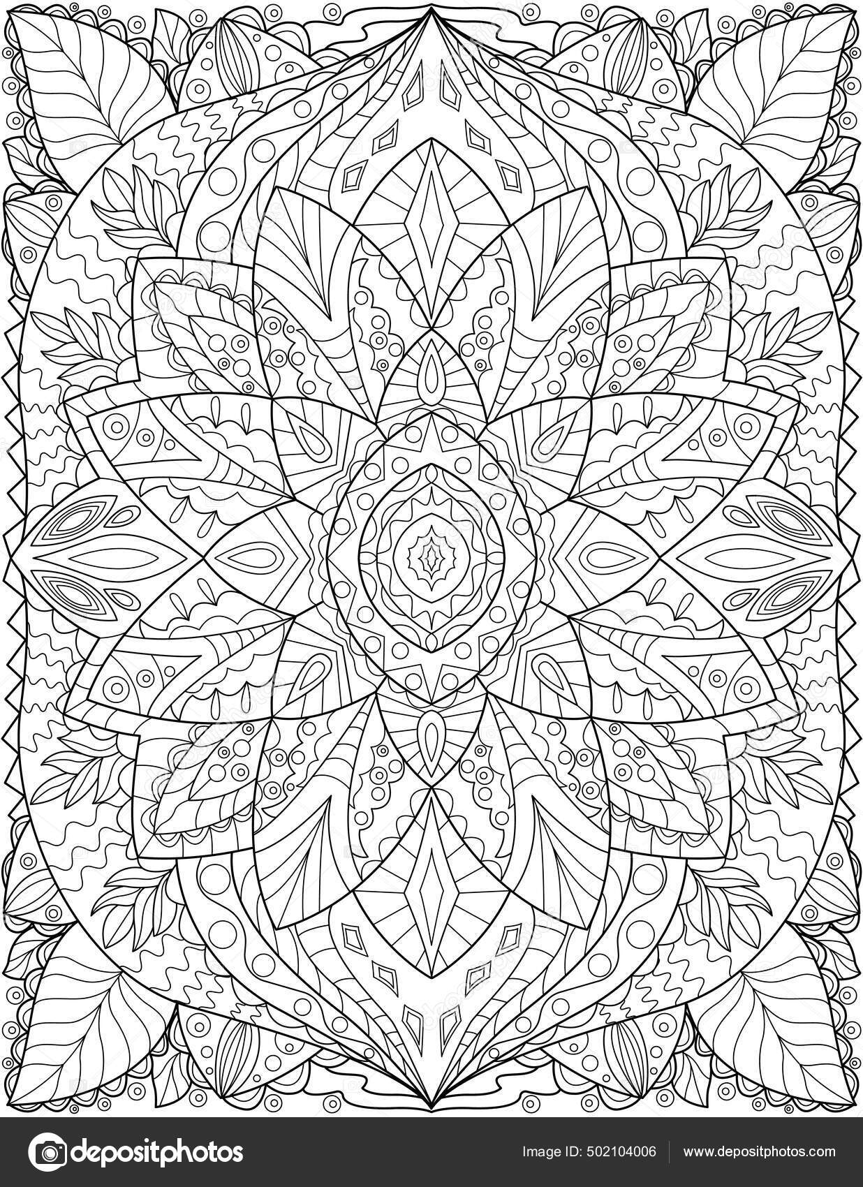 A Beautiful Large Flower Pattern Drawing Growing Slow Surrounded By ...