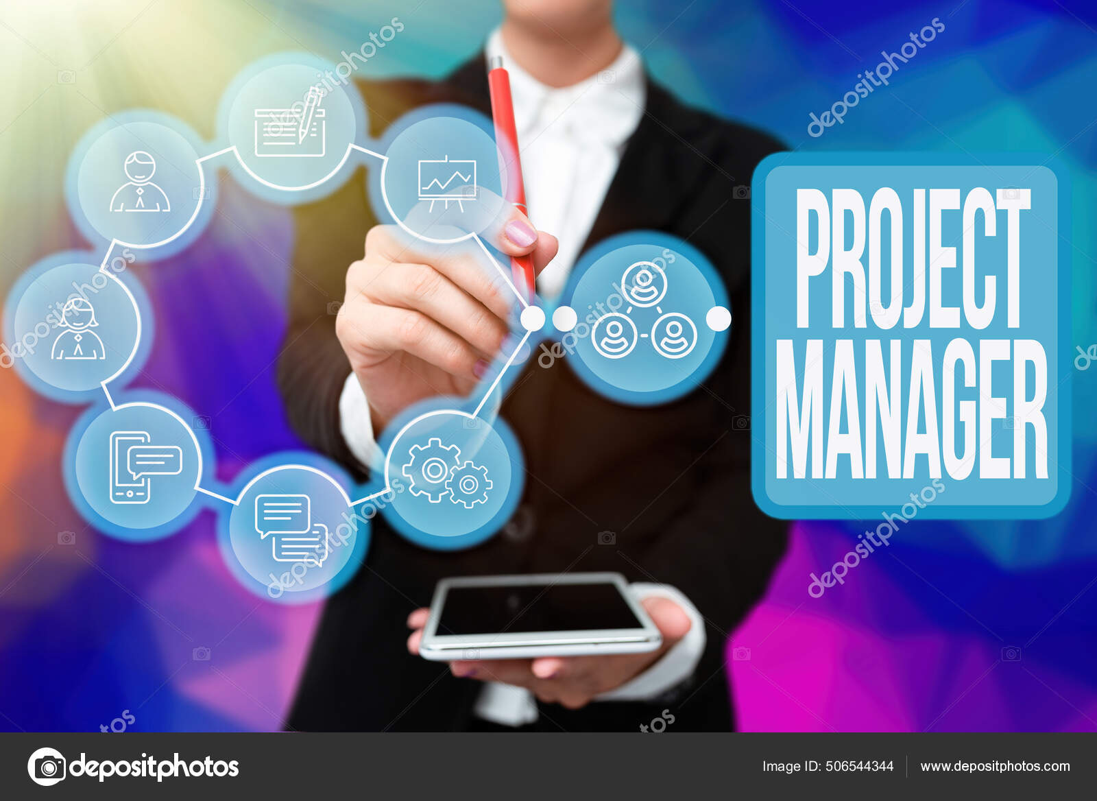 Hand writing sign Project Manager. Business showcase overall charge of ...