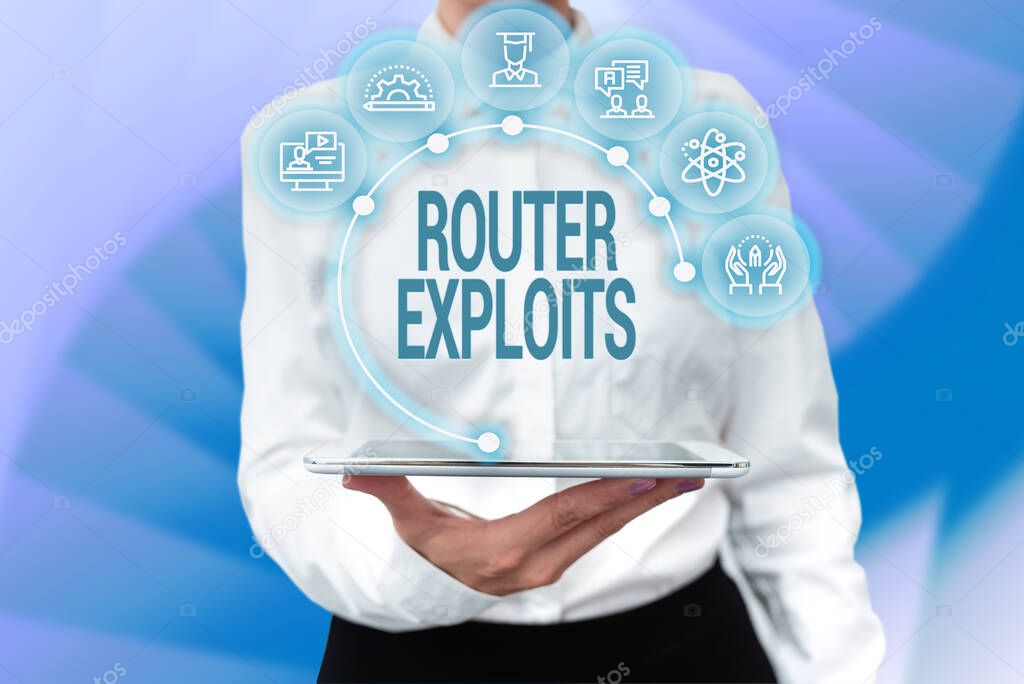 Exhibición conceptual Exploits del router. Foto conceptual aprovecha un defecto de seguridad en ...