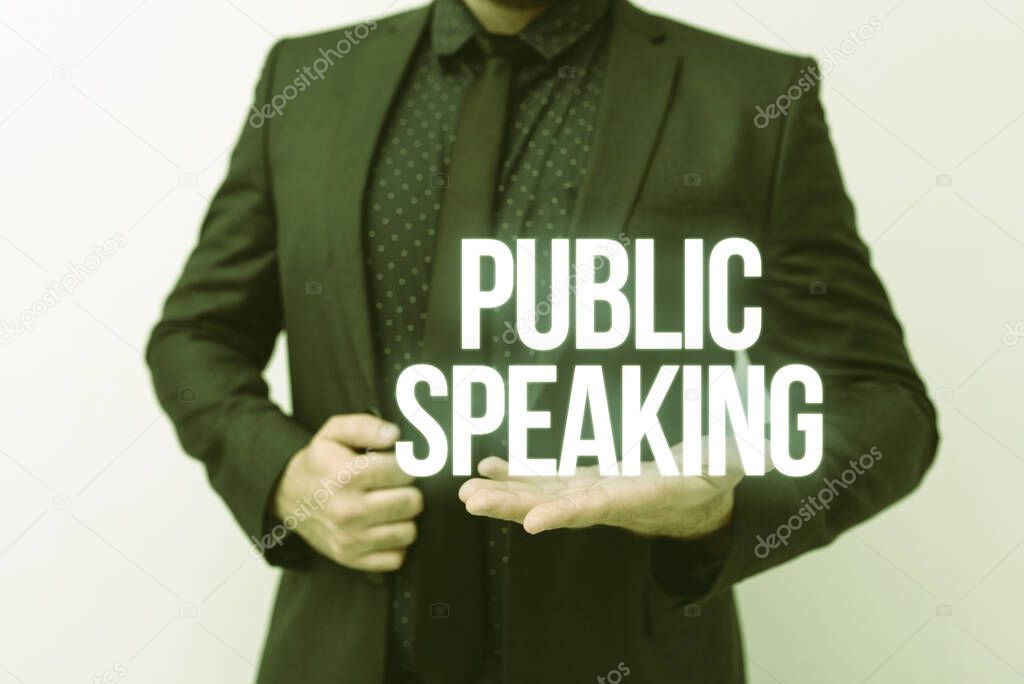 Se al de texto que muestra Public Speaking. Concepto que significa hablar mostrando la etapa en ...