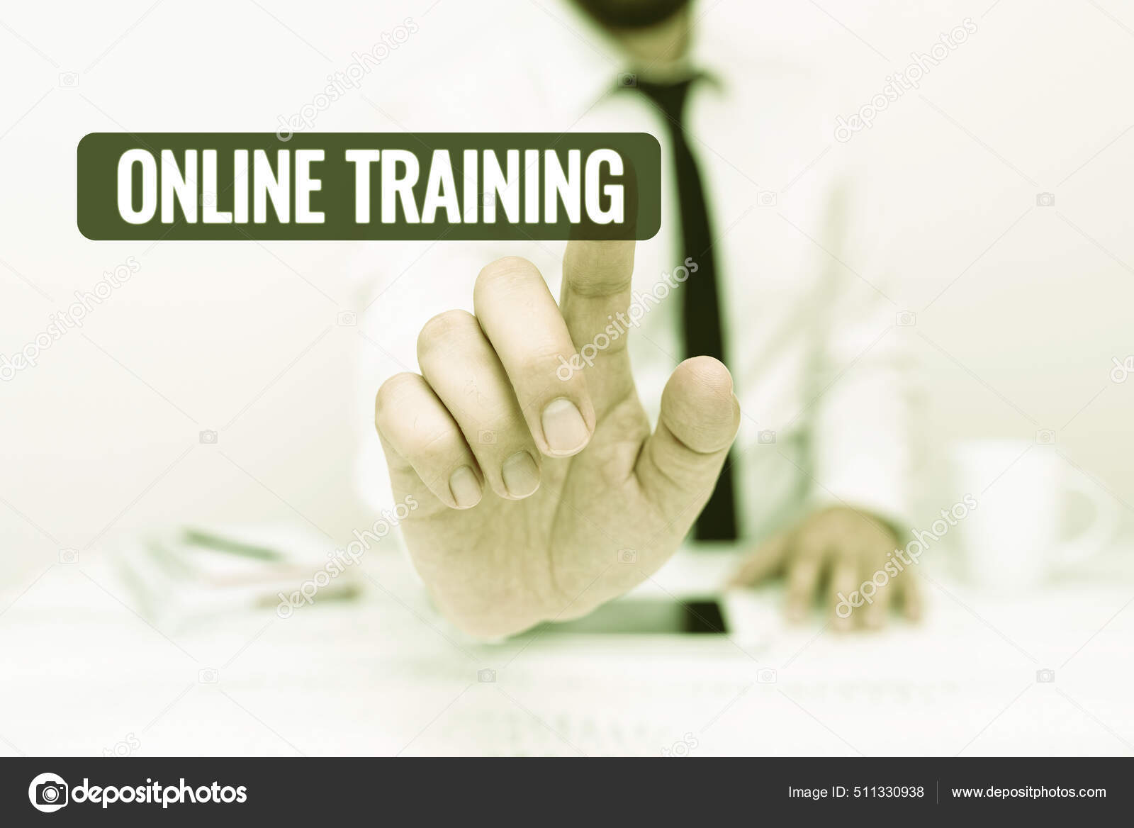 Hand writing sign Online Training. Business concept Take the education ...