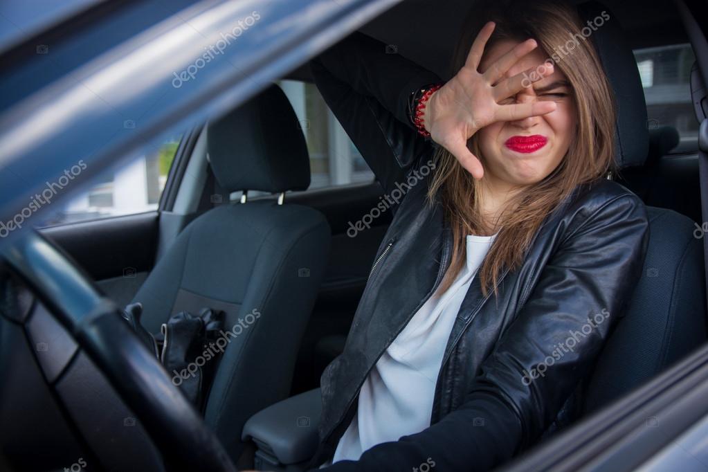 Woman driver scared shocked before crash Stock Photo by ©Patramansky ...