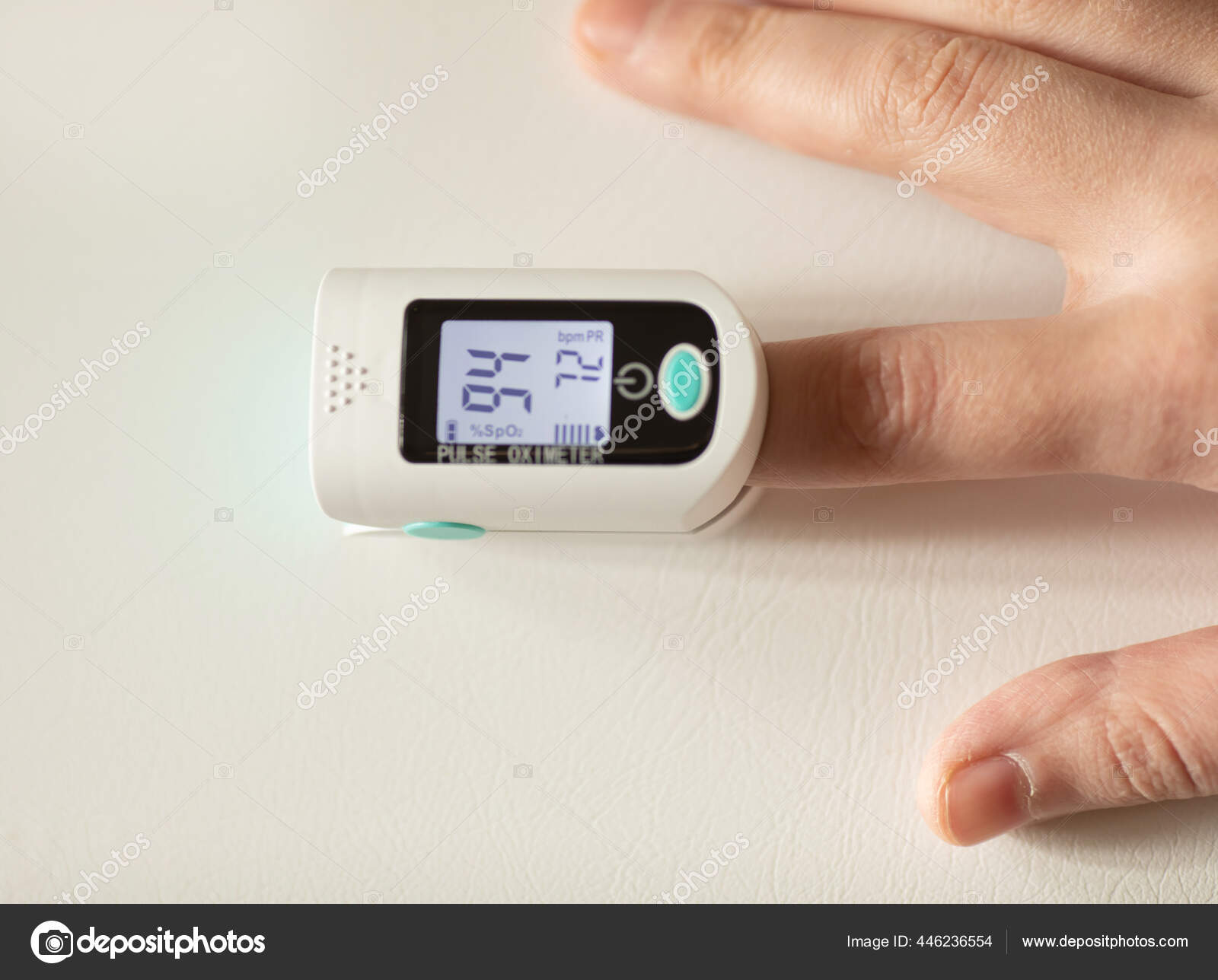 Cropped Shot Person Using Pulse Oximeter Finger Showing Oxygen ...